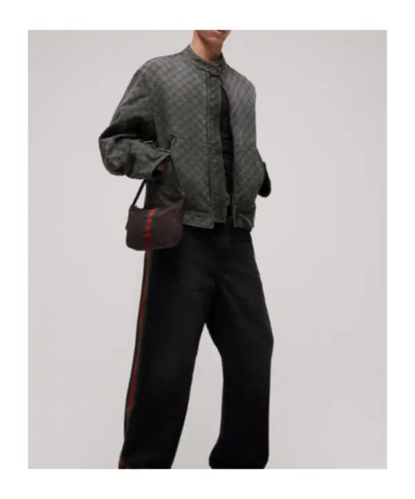 Gucci Gg Cotton Denim Jacquard Zip Jacket