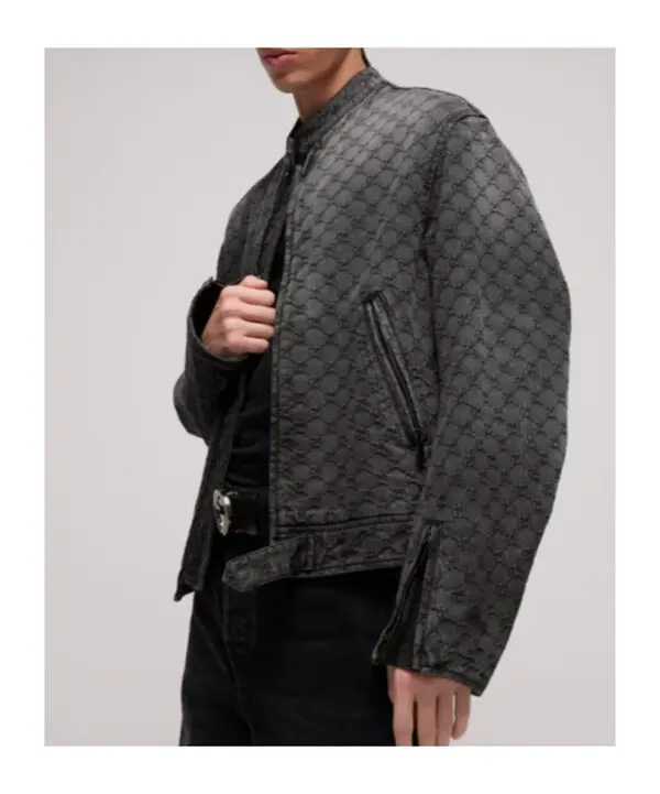Gucci Gg Cotton Denim Jacquard Zip Jacket
