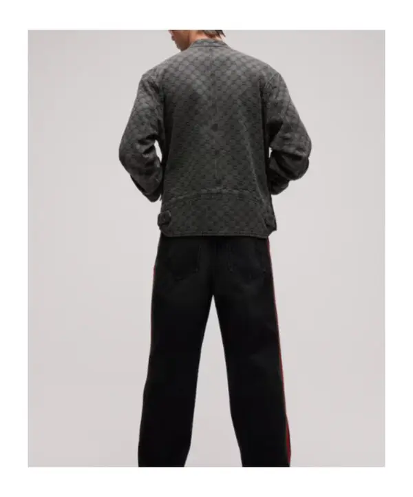 Gucci Gg Cotton Denim Jacquard Zip Jacket
