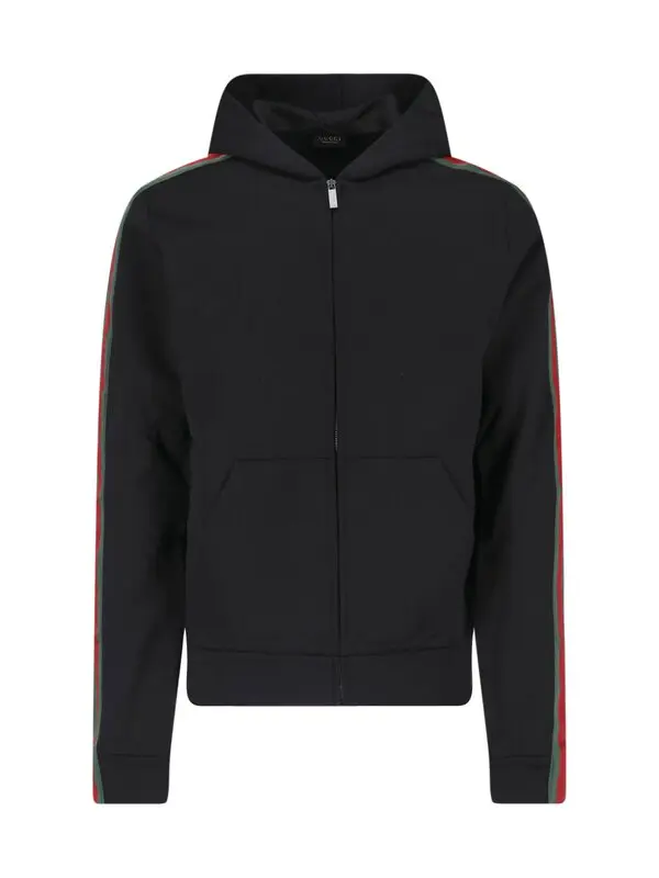 Gucci Silk Cotton Jersey Zip Jacket With Web Detailing