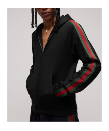 Gucci Silk Cotton Jersey Zip Jacket With Web Detailing