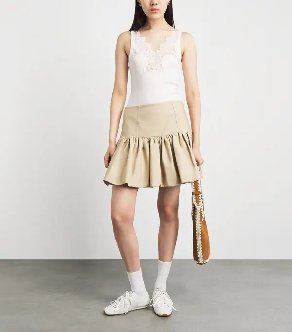 Sandro Leather Light Wave Lace-up Sneakers - Beige