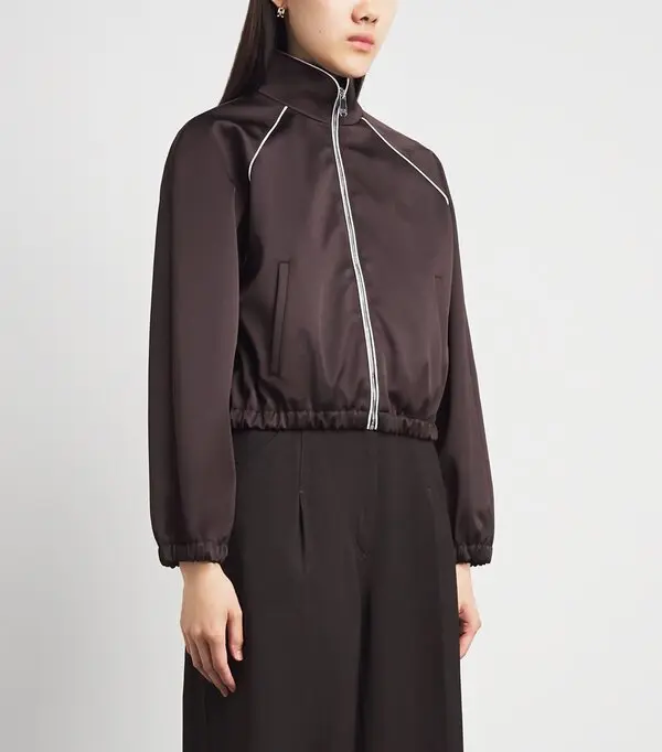 Sandro Satin Cropped Bomber Jacket