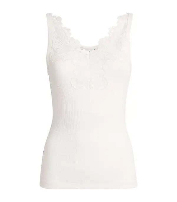 Sandro Ribbed Lace-trim Tank Top - Beige