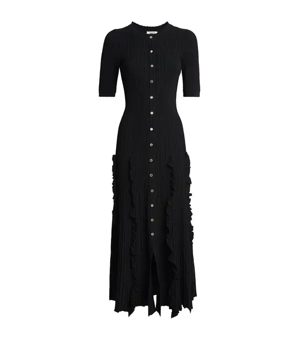 Sandro Knitted Ruffled Maxi Dress - Black