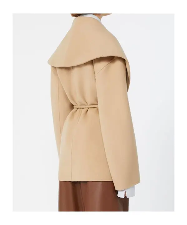 Sportmax Wrap Short Coat With Tubular Belt - Camel