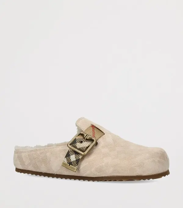 Burberry Suede Check-trim Urchin Clogs