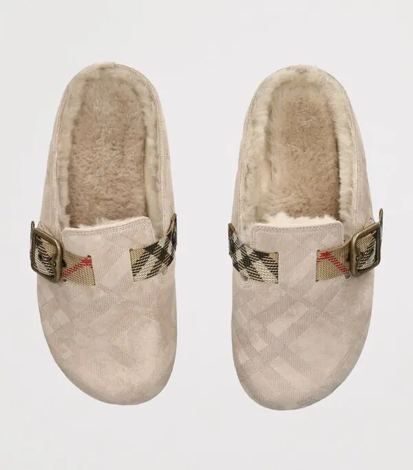 Burberry Suede Check-trim Urchin Clogs