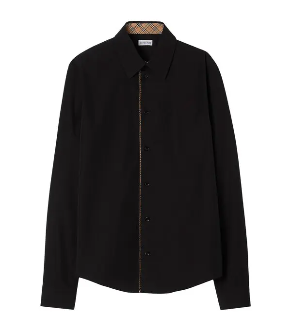 Burberry Cotton Check-trimmed Shirt - Black