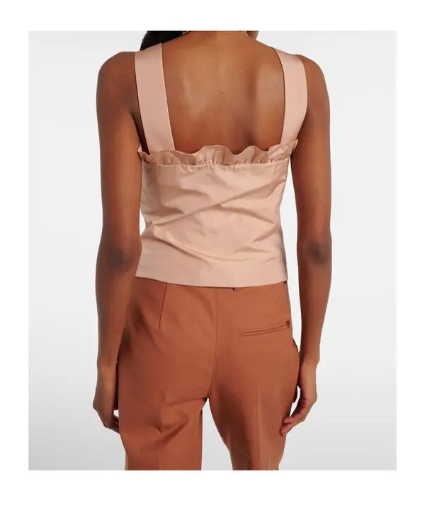 Chloé Gathered Ruffled Taffeta Crop Top