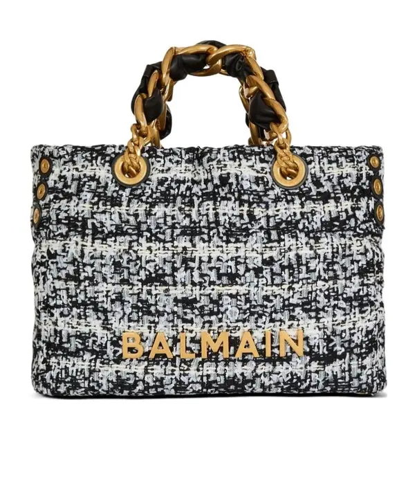 Balmain Small 1945 Soft Tweed Tote Bag