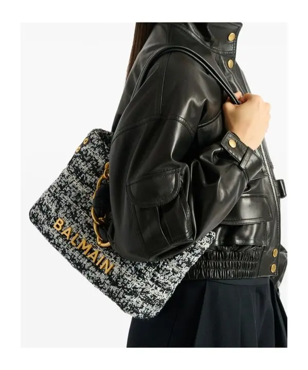 Balmain Small 1945 Soft Tweed Tote Bag