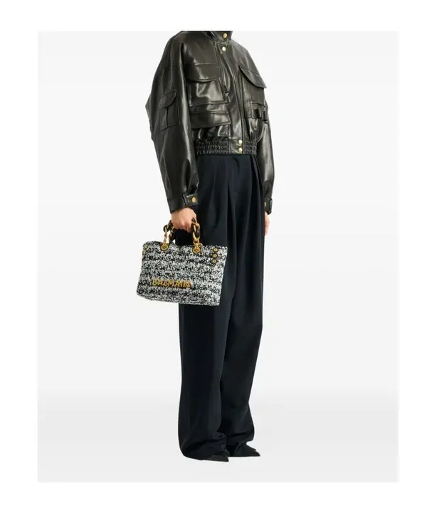 Balmain Small 1945 Soft Tweed Tote Bag