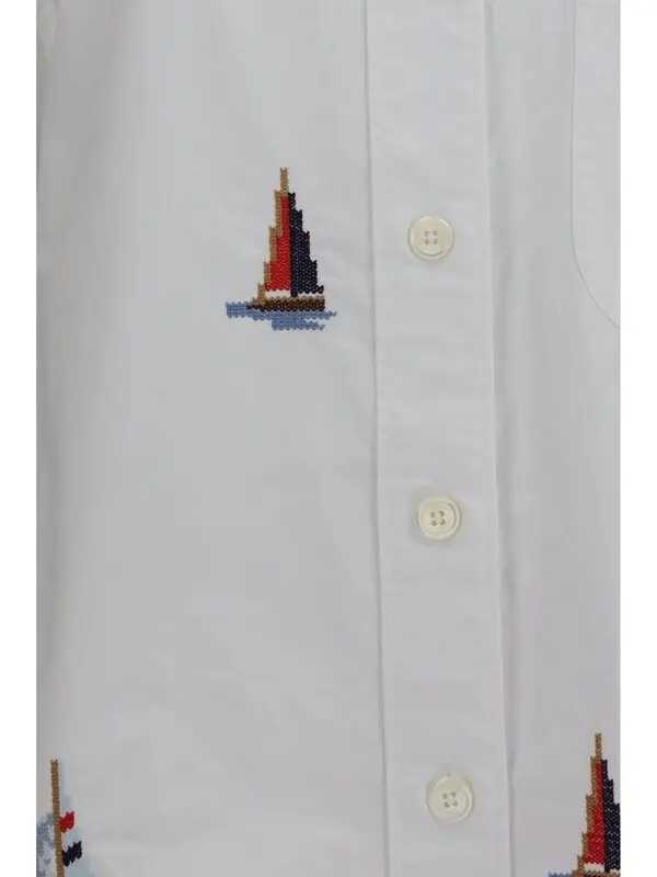 Thom Browne Oversized Sailboat Embroidered Shirt