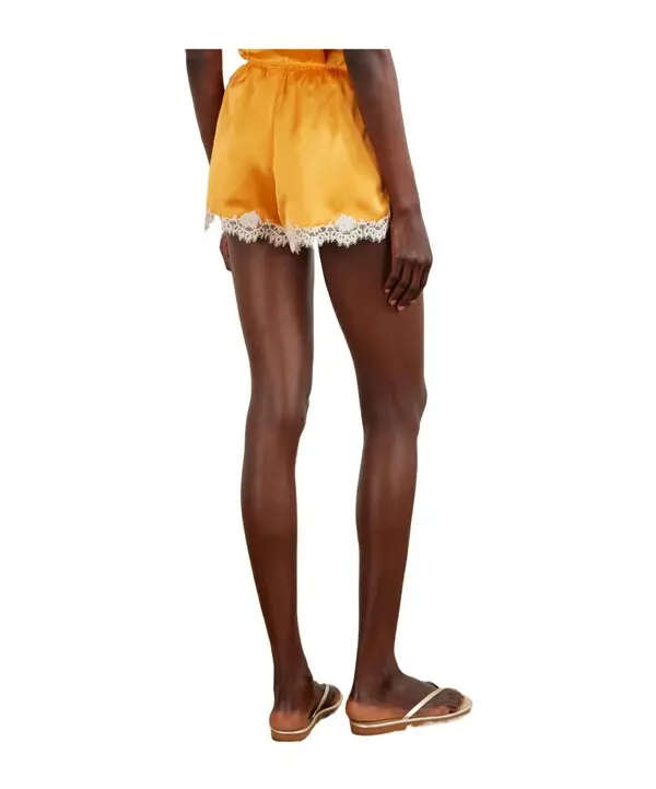 DÔEN Iona Lace-trimmed Silk-satin Shorts