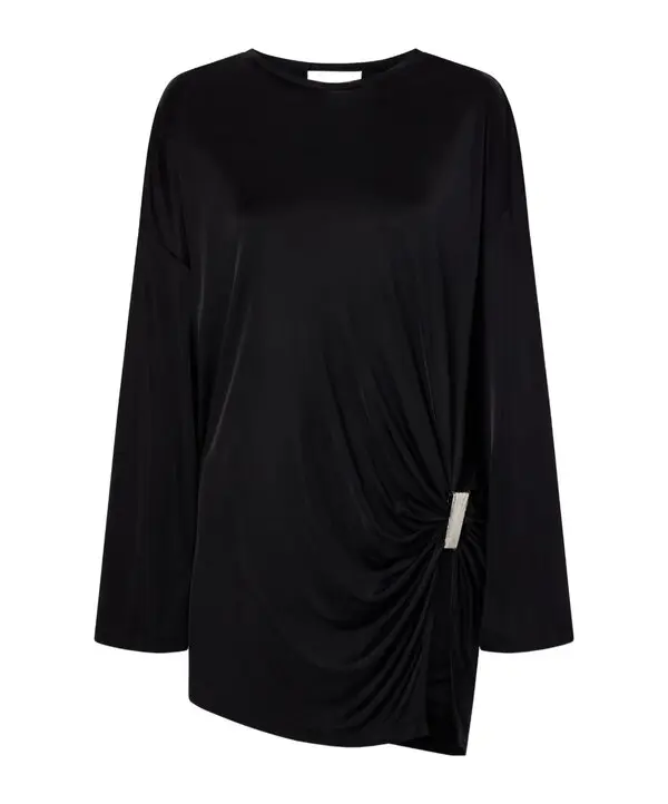 Attico Gathered Satin Mini Dress