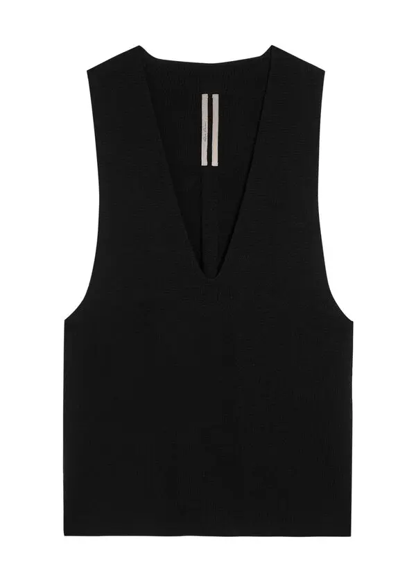 Rick Owens V-neck Cashmere And Wool-blend Tank Top - Black