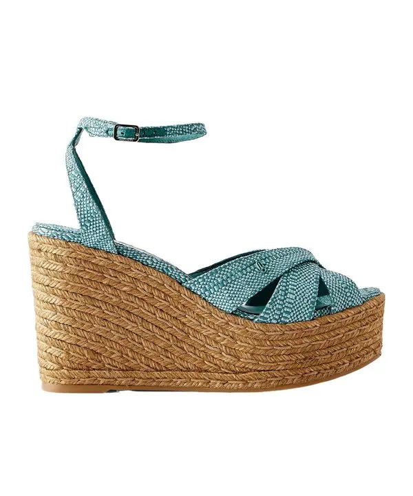 JIMMY CHOO Raffia Platform Wedge Sandals