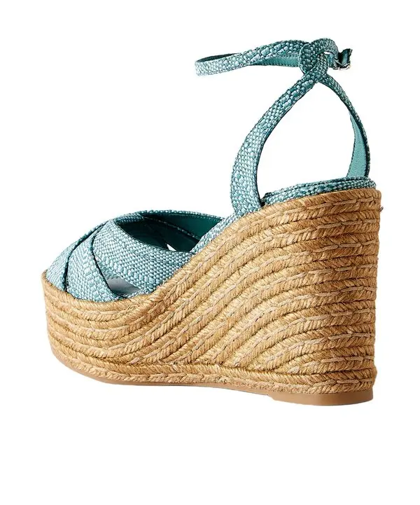 JIMMY CHOO Raffia Platform Wedge Sandals