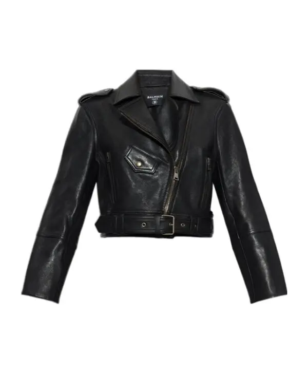 Balmain Belted Biker Leather Jacket
