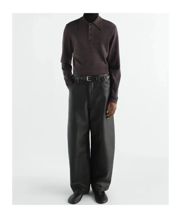 LEMAIRE Long-sleeve Polo In Fine Mouline Merino Wool