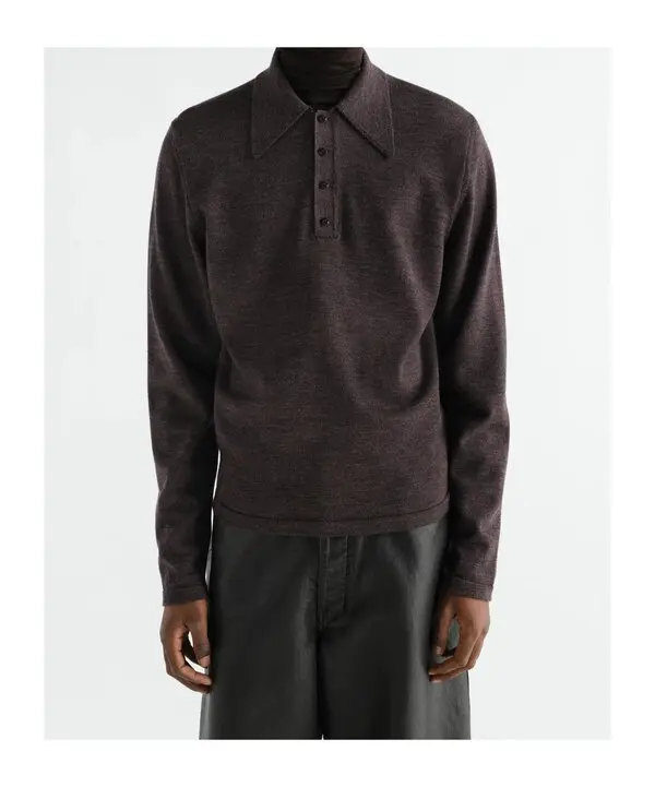LEMAIRE Long-sleeve Polo In Fine Mouline Merino Wool