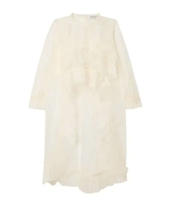 Sea Lightweight Silk Organza Ruffled Top