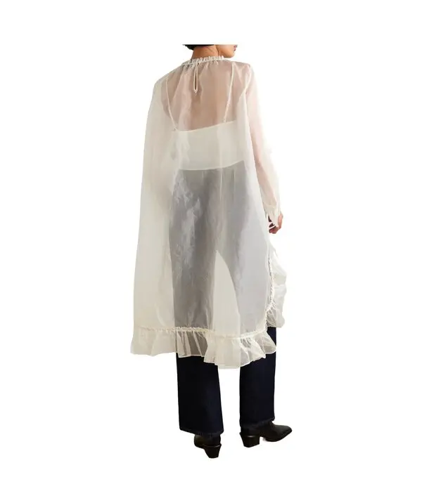 Sea Lightweight Silk Organza Ruffled Top