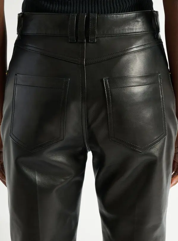 Balmain Leather High-waisted Trousers