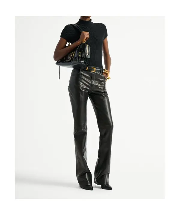 Balmain Leather High-waisted Trousers