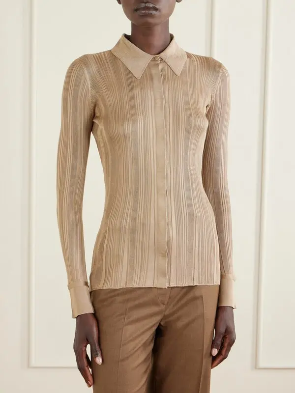 Gabriela Hearst Tamar Ribbed Silk Shirt
