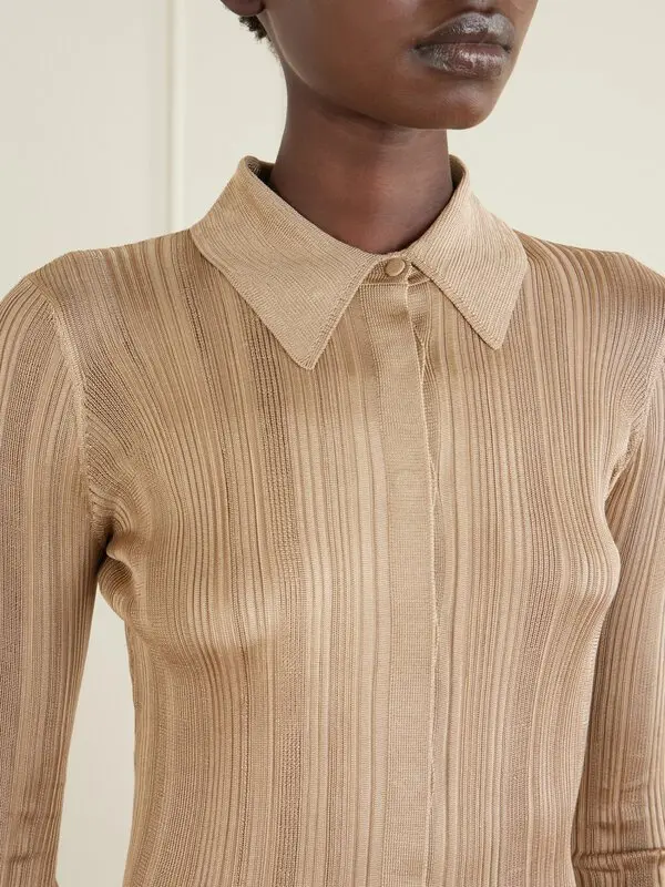 Gabriela Hearst Tamar Ribbed Silk Shirt