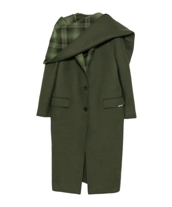 Attico Single-breasted Coat With Detailed Scarf - No