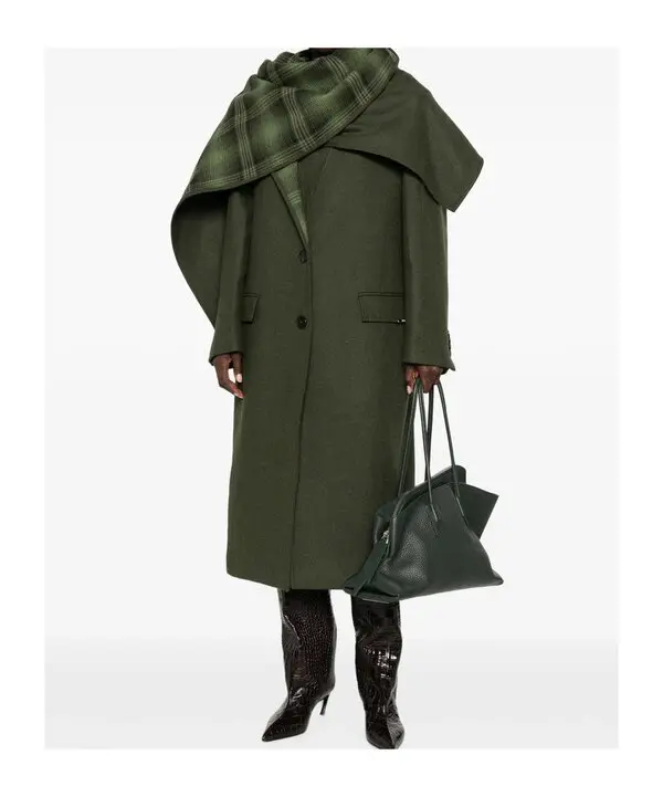 Attico Single-breasted Coat With Detailed Scarf - No