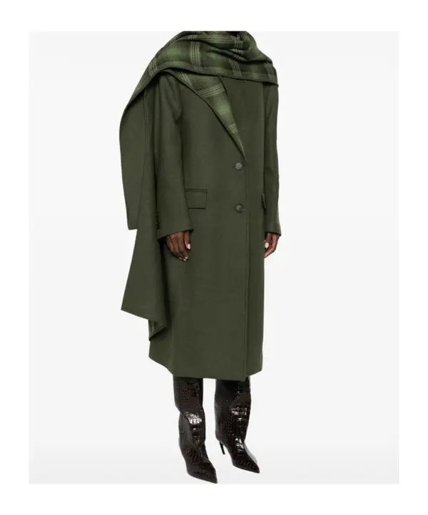 Attico Single-breasted Coat With Detailed Scarf - No