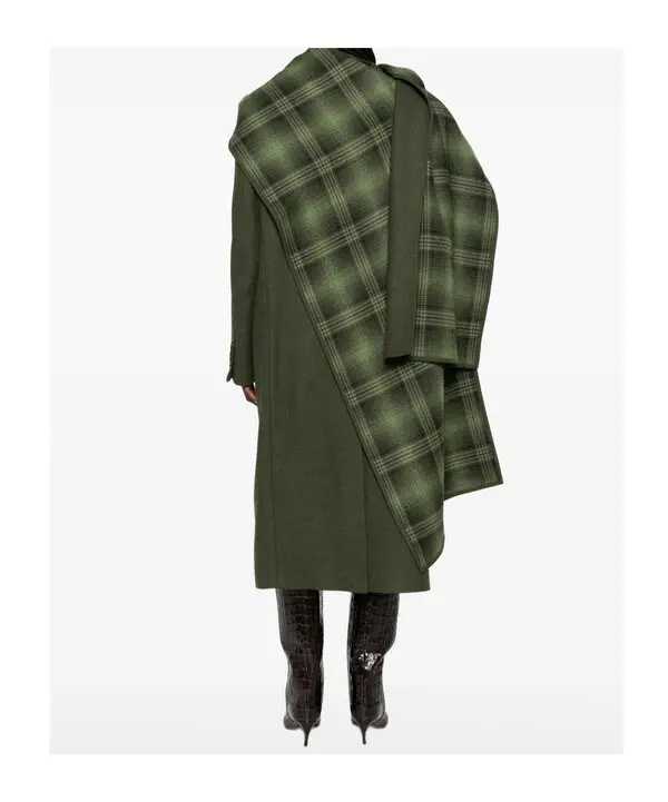 Attico Single-breasted Coat With Detailed Scarf - No