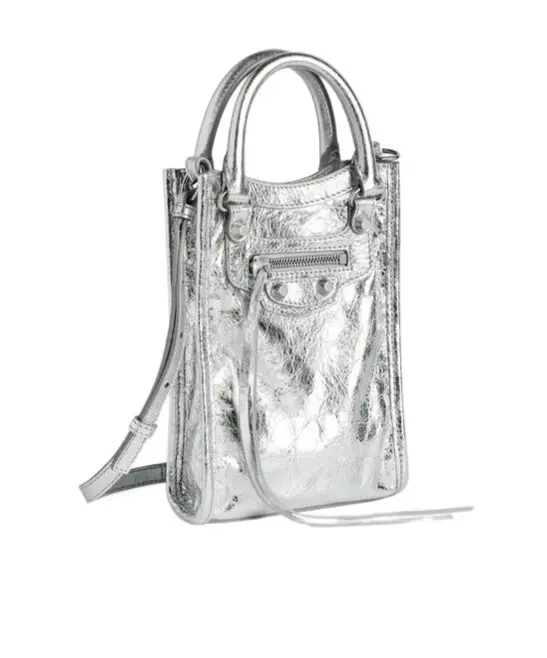 Balenciaga Metallic Crossbody Bag - Silver
