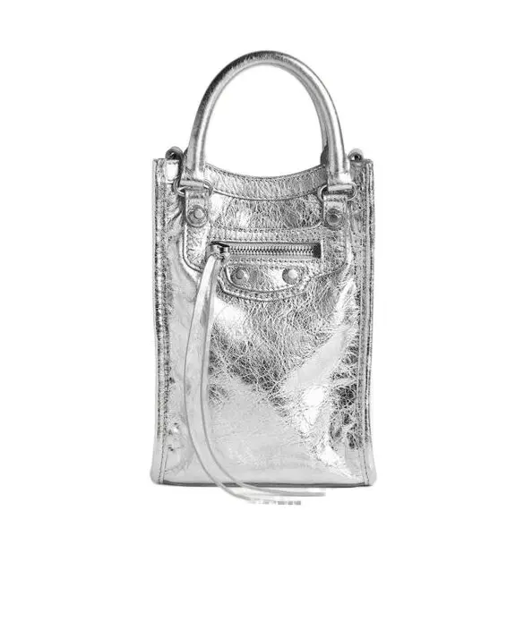 Balenciaga Metallic Crossbody Bag - Silver
