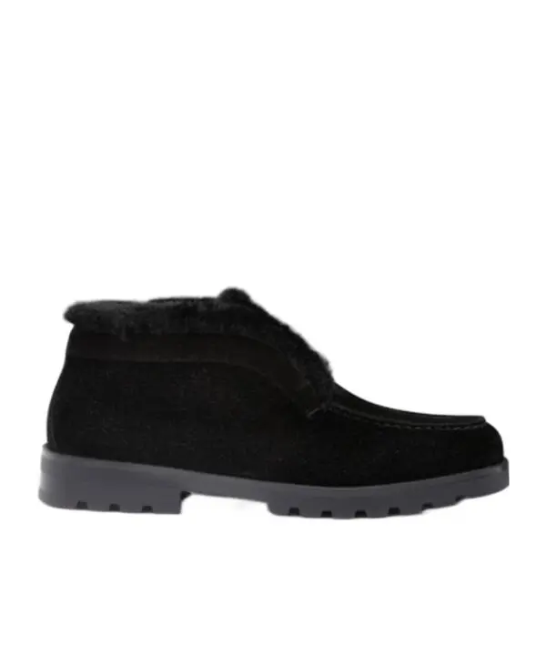 Santoni Suede Desert Boot With Fur