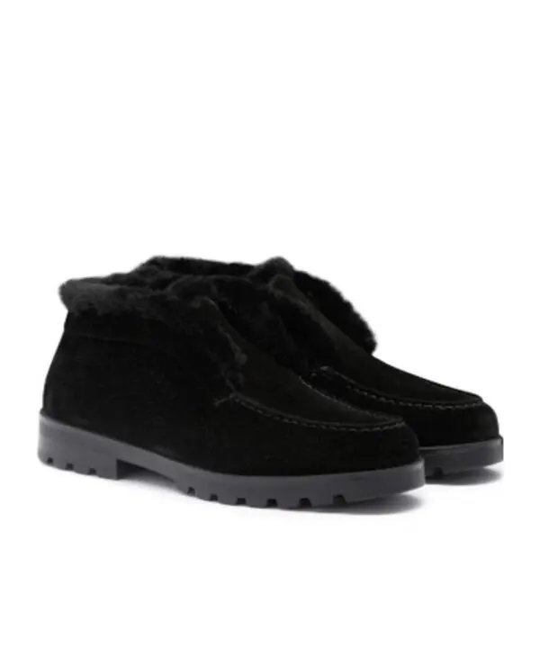 Santoni Suede Desert Boot With Fur