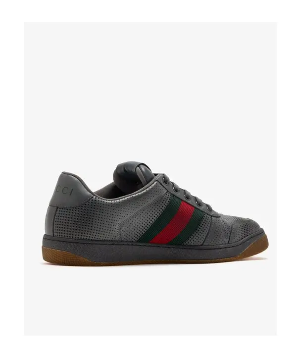 Gucci Perforated Low-top Sneakers With Web Stripe - Black