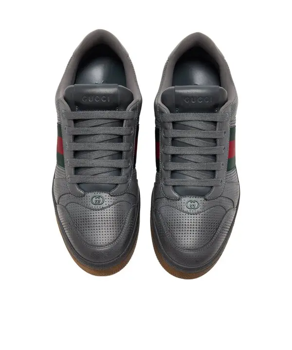 Gucci Perforated Low-top Sneakers With Web Stripe - Black