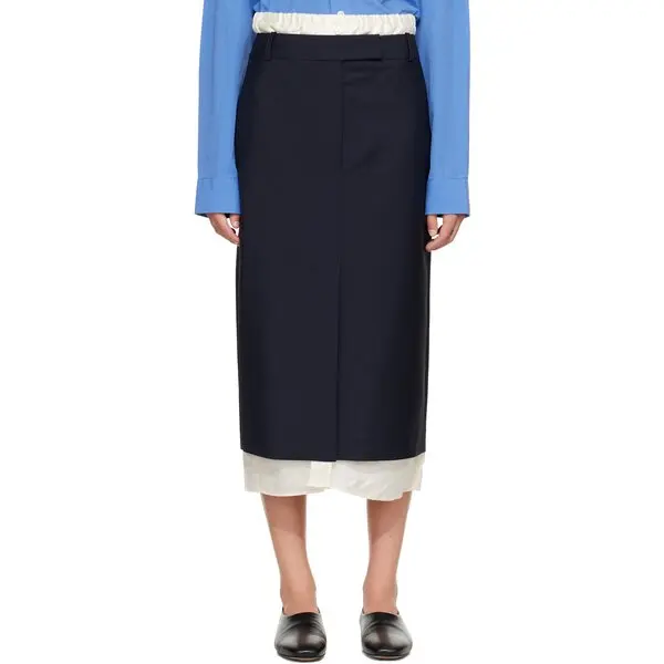 RÓHE Contrast-trim Midi Skirt - Black