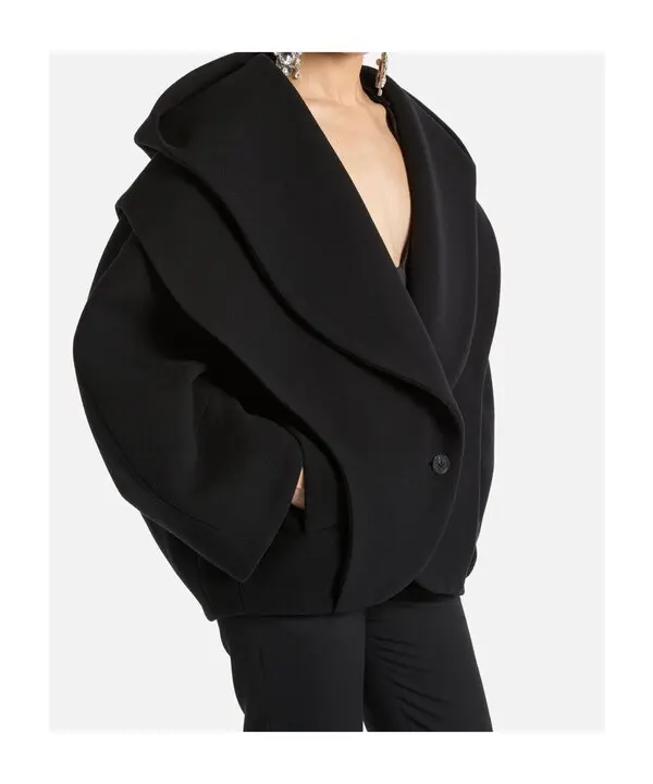 Balmain Oversized Wool Pea Coat With Hood