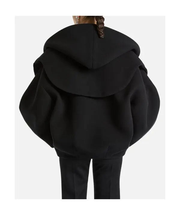 Balmain Oversized Wool Pea Coat With Hood