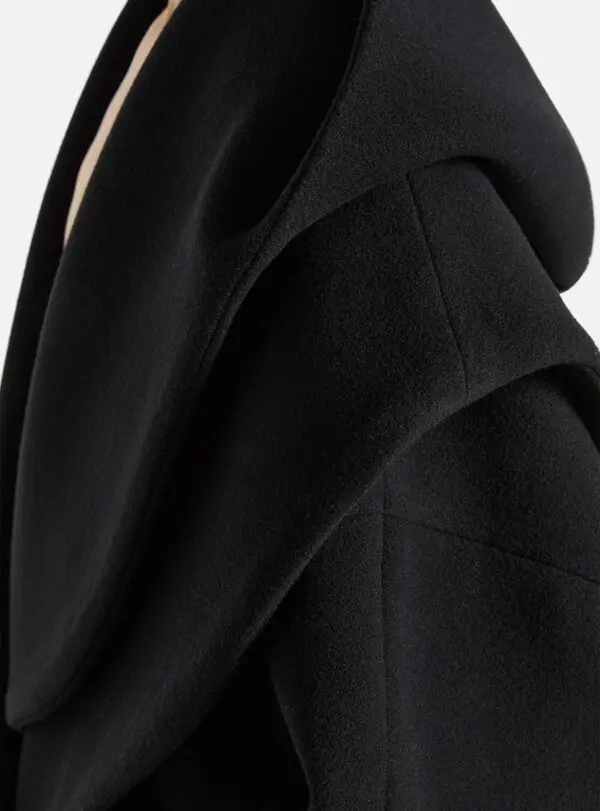 Balmain Oversized Wool Pea Coat With Hood