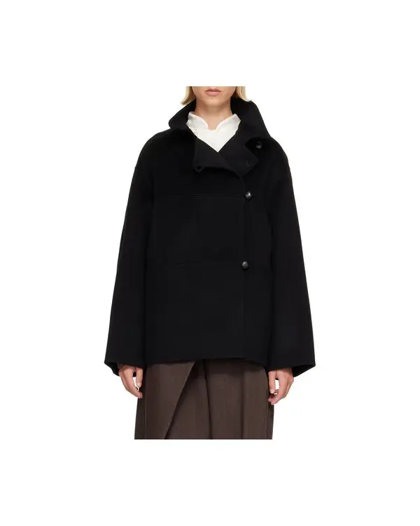 RÓHE Stand-collar Oversized Jacket With Leather Buttons