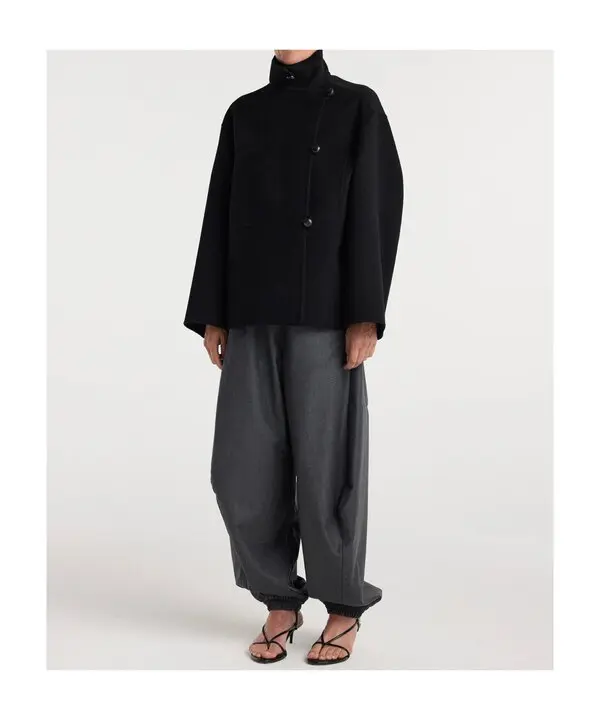 RÓHE Stand-collar Oversized Jacket With Leather Buttons