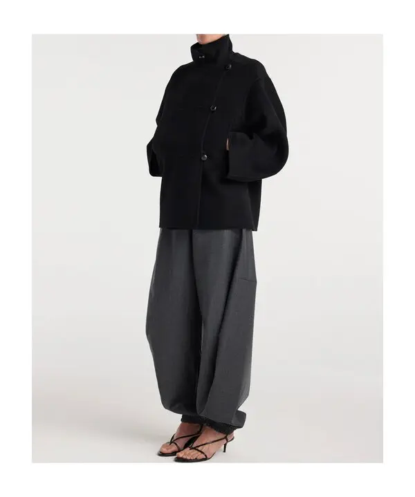 RÓHE Stand-collar Oversized Jacket With Leather Buttons