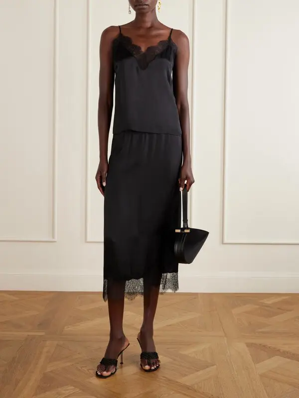 ANINE BING Shelby Elastic Waistband Midi Skirt